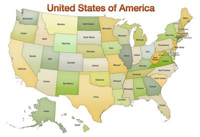 'United States of America Map USA Green Tonal Art Poster Print' Photo ...