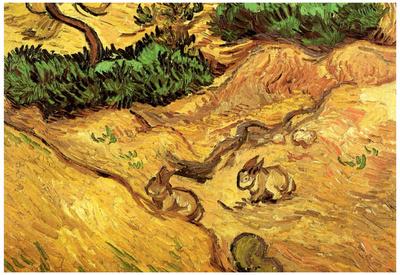 'Vincent Van Gogh Field with Two Rabbits Art Print Poster' Posters ...