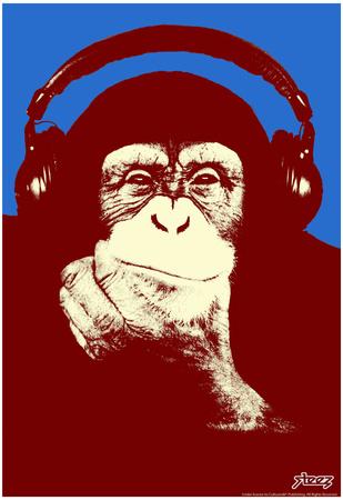 'Steez Headphone Chimp - Red Art Poster Print' Poster - Steez ...