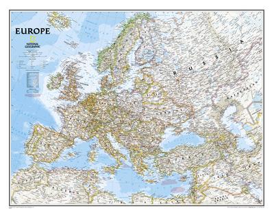 'National Geographic - Europe Classic Map, Enlarged & Laminated Poster ...