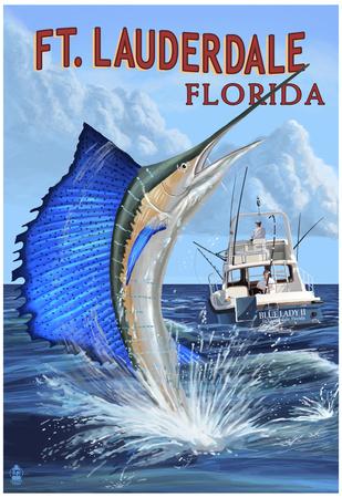 Ft. Lauderdale, Florida - Sailfish Scene | AllPosters.com