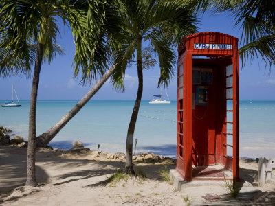 'Caribbean, Antigua, Dickenson Bay, English Red Telephone Box ...