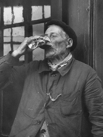 'French Man Drinking a Glass of Wine' Photographic Print | AllPosters.com