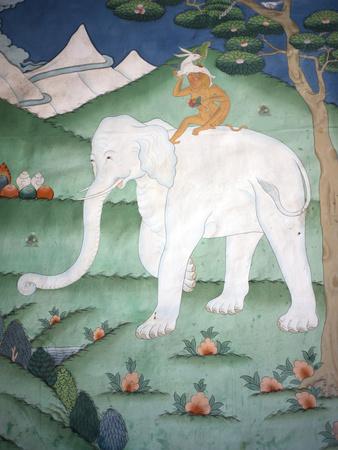 Painting of the Four Harmonious Friends in Buddhism, Elephant, Monkey ...