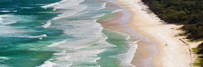 Panoramic Photo of Surfers Heading Out to Surf on Tallow Beach at Cape ...