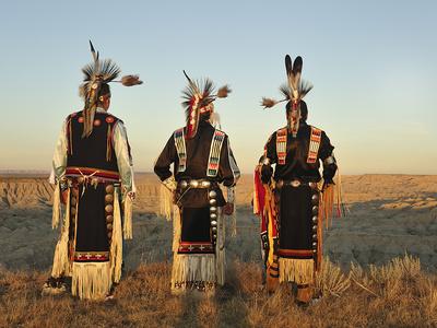 Lakota Indians in the Badlands of South Dakota, USA Photographic Print ...