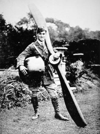 'British Air Ace Albert Ball Holding Trophies from His 43rd Victory, c ...