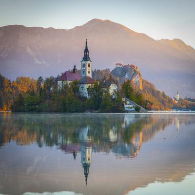 'Bled Island with the Church of the Assumption and Bled Castle ...