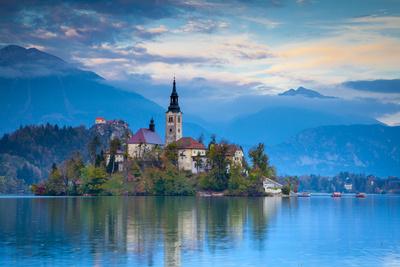Bled Island with the Church of the Assumption and Bled Castle ...