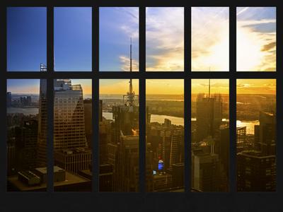 Window View - NY Skyscrapers at Sunset - Manhattan - New York City ...