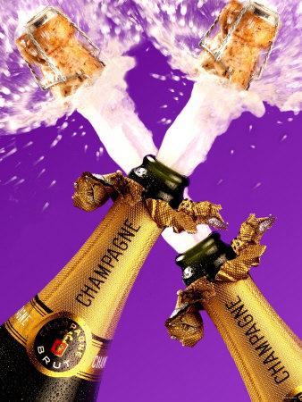 'Corks Flying out of Two Champagne Bottles' Photographic Print ...