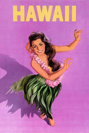 Hawaiian Hula Girl Vintage Travel Poster Prints - Piddix | AllPosters.com