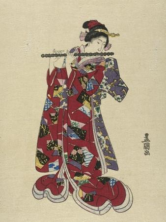 'Yokobue, Seven Hole Chinese Flute' Giclee Print - Toyokuni ...