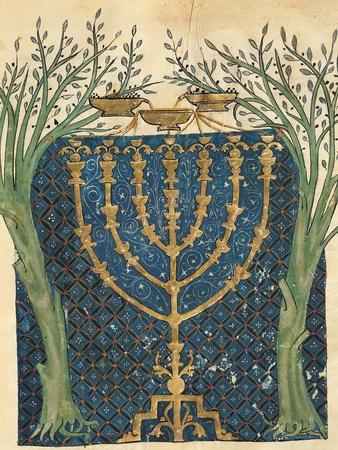 'Illumination of a Menorah, from the Jewish Cervera Bible, 1299' Giclee ...