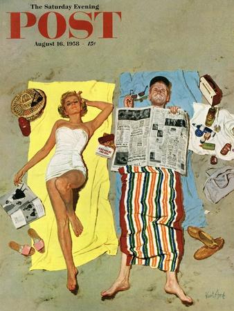 '"Sunscreen?" Saturday Evening Post Cover, August 16, 1958' Giclee ...