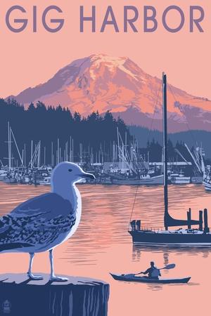 'Gig Harbor, Washington at Sunset Poster' Art - Lantern Press ...