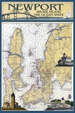 'Newport, Rhode Island Nautical Chart' Prints - Lantern Press ...