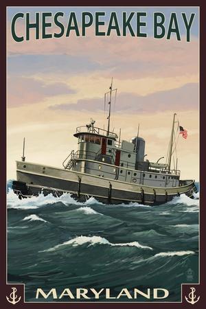 'Chesapeake Bay Tugboat Scene' Posters - Lantern Press | AllPosters.com