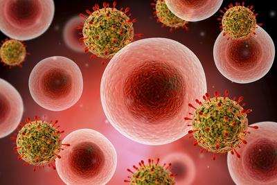 Microscopic View of Cell and Virus | AllPosters.com