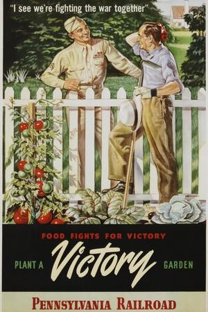 Food Fights for Victory, Plant a Victory Garden Poster Giclee Print ...