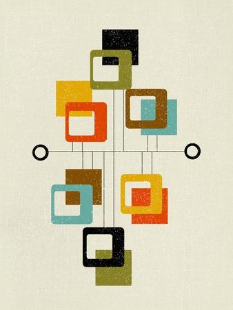 Mid Century Floating Square Shapes - Eline Isaksen | AllPosters.com