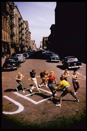 'Jets' Dance on Busy Street in Scene from West Side Story' Premium ...