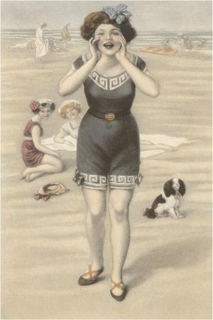 'Victorian Woman Shouting on Beach' Prints | AllPosters.com