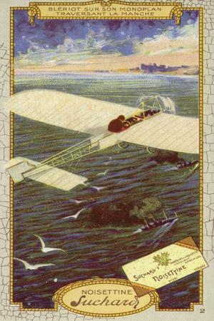 Louis Bleriot in His Monoplane Crossing the Emglish Channel, 1909 ...