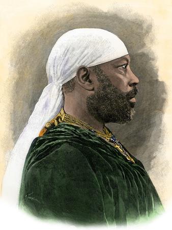 'Portrait of Menelik II (1844-1913), Emperor of Ethiopia (1889-1913 ...