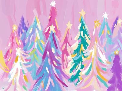 'Abstract Pastel Christmas Trees' Art - Arlington Prints | AllPosters.com